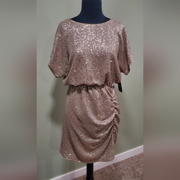 Express | Dresses | Express Sparkly Champagne Mini Dress | Poshmark